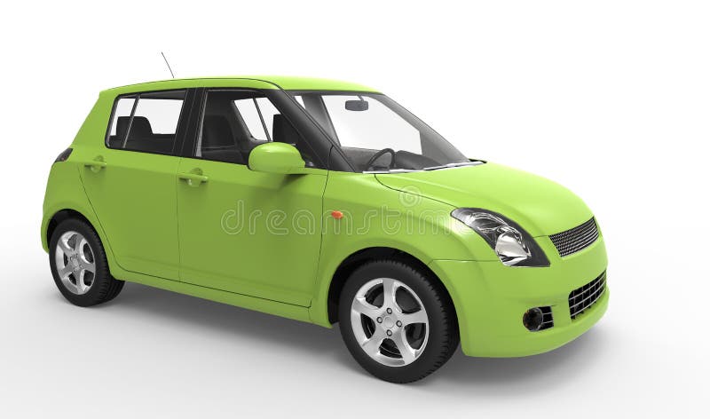 Modern Green Compact Car stock image. Image of comfortable - 59004263