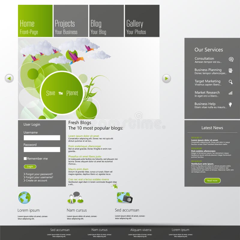 Modern green eco website stock vector. Illustration of menu - 46713455