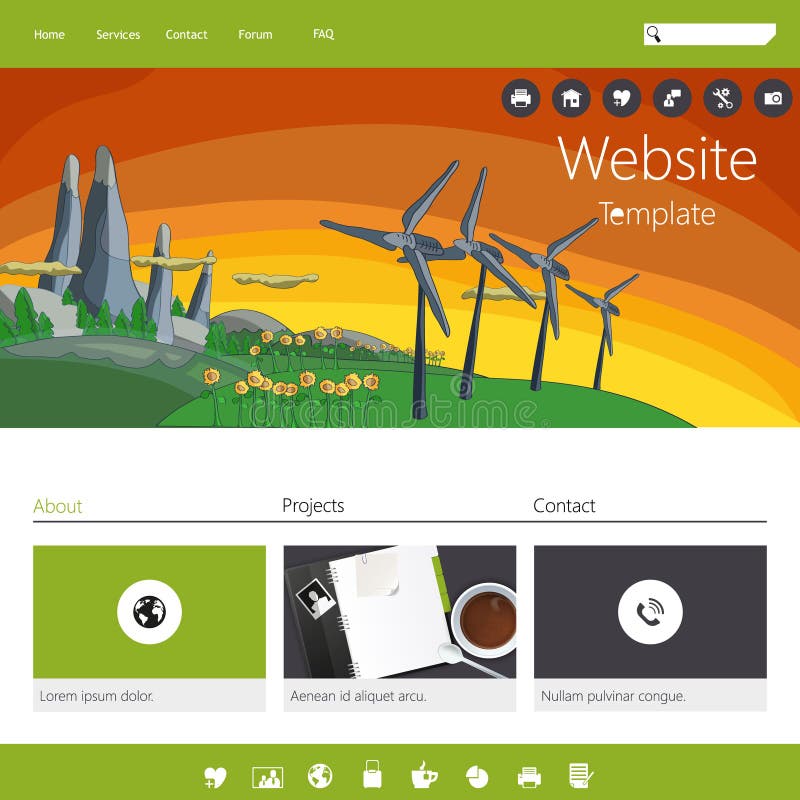 Website Template Flat Design Trend Stock Vector - Illustration of ...