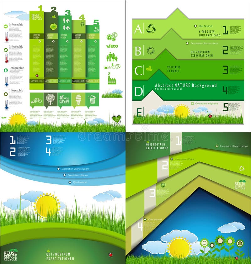 Modern Green Ecology Design Layout Stock Illustration - Illustration of ...