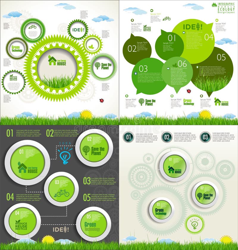 Modern Green Ecology Design Layout Stock Illustration - Illustration of ...