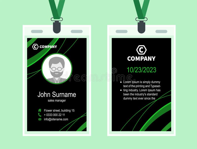 Modern Green ID Card. Design Template Identity Card for Conference ...