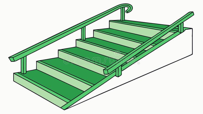 Modern Green Indoor Staircase, Clean Architectural Design, Vector ...