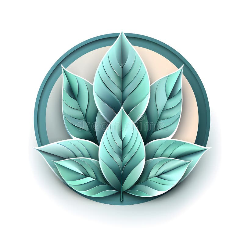 Modern Green Leaf Emblem with Soft Gradient Background Stock ...