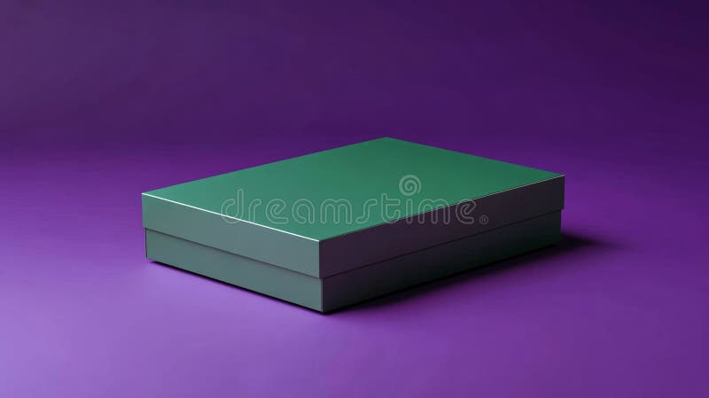 Modern Green Packaging Box with Matte Finish on Rich Purple Background ...