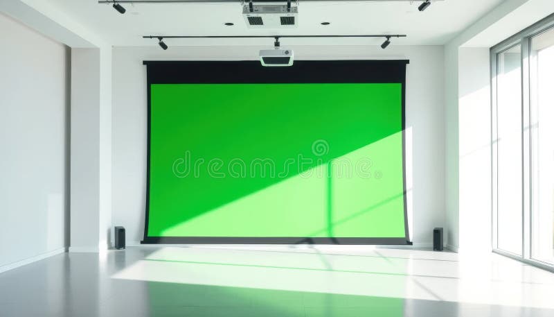 Modern Green Screen Studio stock illustration. Illustration of light ...