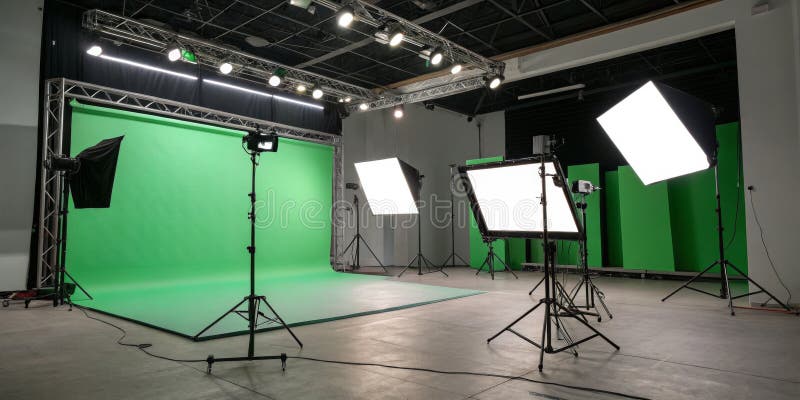 Modern Green Screen Studio Equipped for Video Production and ...