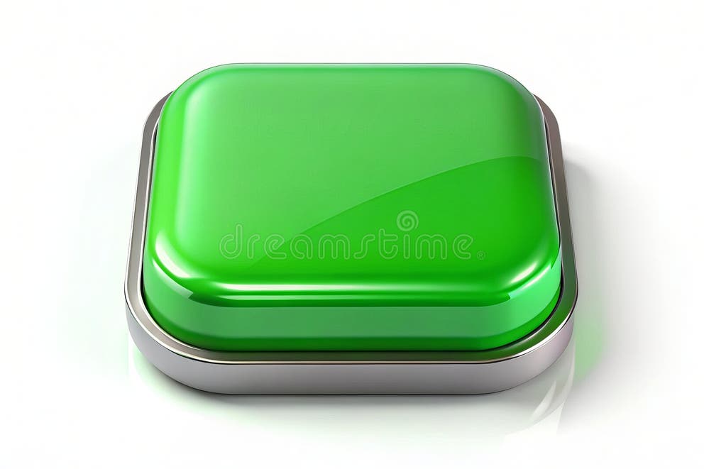 Modern Green Square App Button with Rounded Corners a Clean 3D Mobile ...