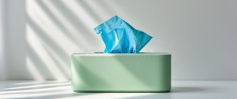 Modern Green Tissue Box with Blue Tissue. Stock Image - Image of bright ...