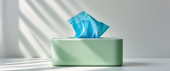 Modern Green Tissue Box with Blue Tissue. Stock Image - Image of bright ...