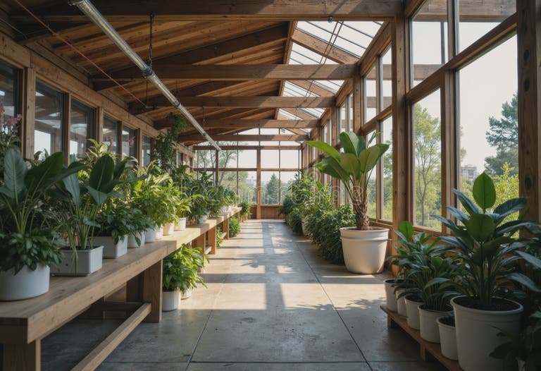 Modern Greenhouse Complex Featuring Automated Climate Control Systems ...