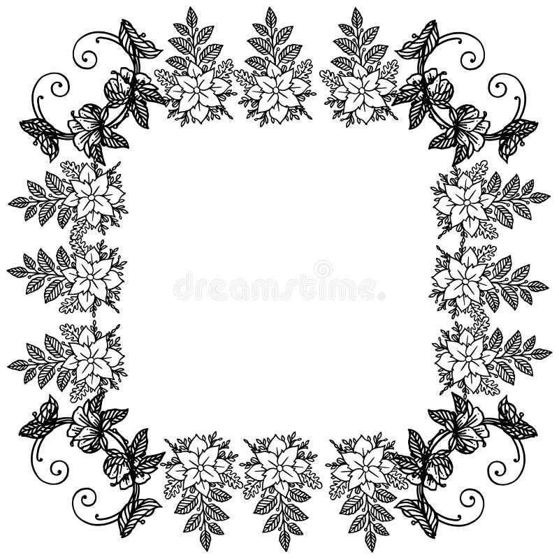 Modern Greeting Card, with Sketch Design of Frame for Pattern Foliage ...