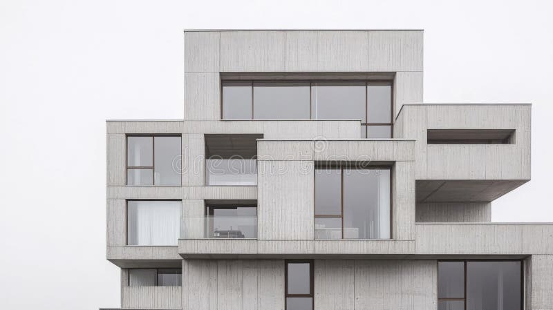 Modern Grey Concrete Building Exterior Stock Illustration ...