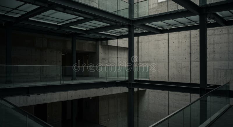 Modern Grey Concrete Building Interior with Steel Structure Stock ...
