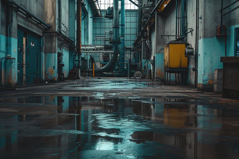 Modern Grey Industrial Factory Interior. Stock Illustration ...