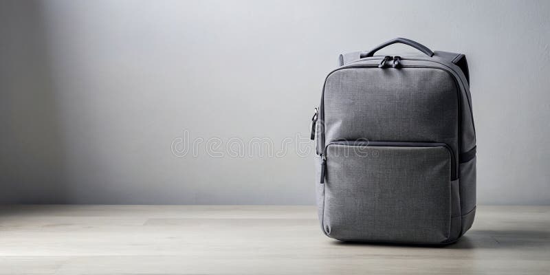 Modern Grey Minimalist Backpack on Display AI-Generated Content Stock ...