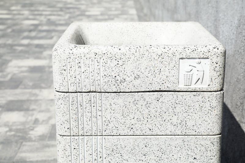 Modern Grey Trash Bin Outdoors, Closeup View Stock Image - Image of ...