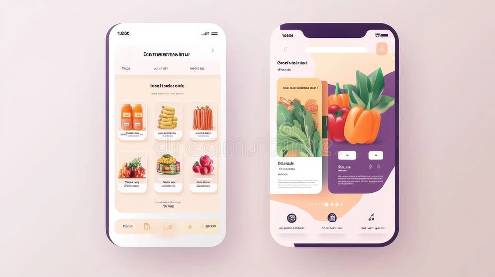 Modern Grocery Shopping App Interface Featuring Smooth Gradients and ...