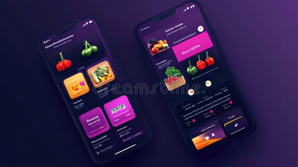 Modern Grocery Shopping App Interface Featuring Smooth Gradients ...