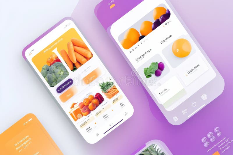 Modern Grocery Shopping App Interface Showcasing Fresh Produce and ...