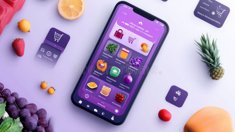 Modern Grocery Shopping App Interface Showcasing User-friendly Design ...