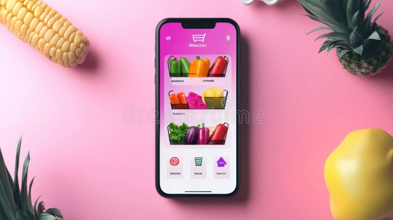 Modern Grocery Shopping App Interface Showcasing Vibrant Colors and ...