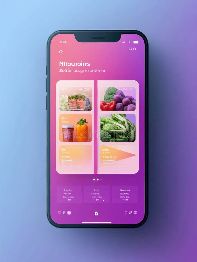 Modern Grocery Shopping App Interface with Smooth Gradients and Clean ...