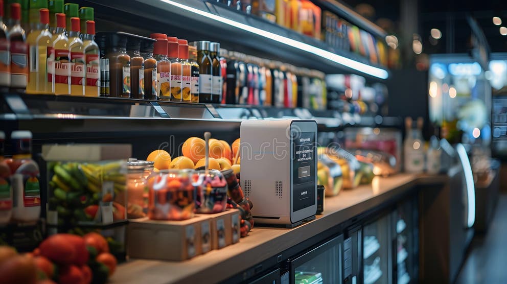 Modern Grocery Store Aisle with Smart Product Labeling and Technology ...