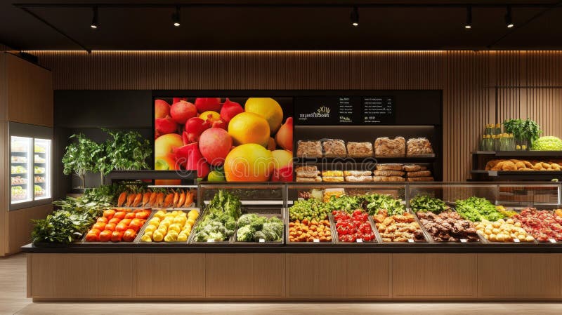Modern Grocery Store Interior with Fresh Produce Display Stock ...