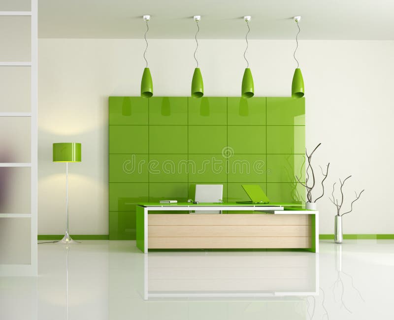 Modern groen bureau stock illustratie. Illustration of vloer - 9666020