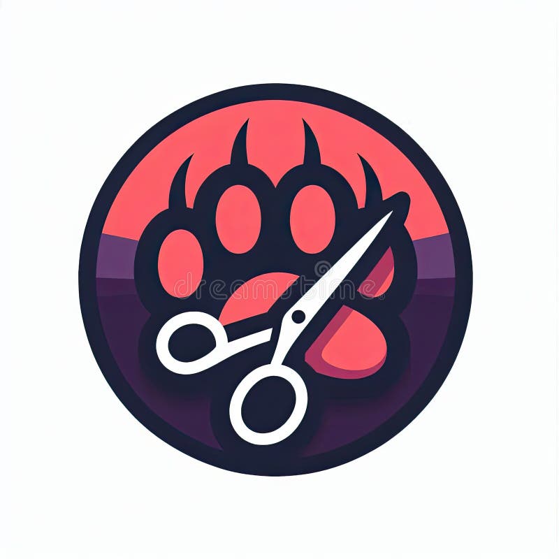 Modern Grooming Icon Featuring Scissors on Paw Stock Illustration - Illustration of icon, vector ...