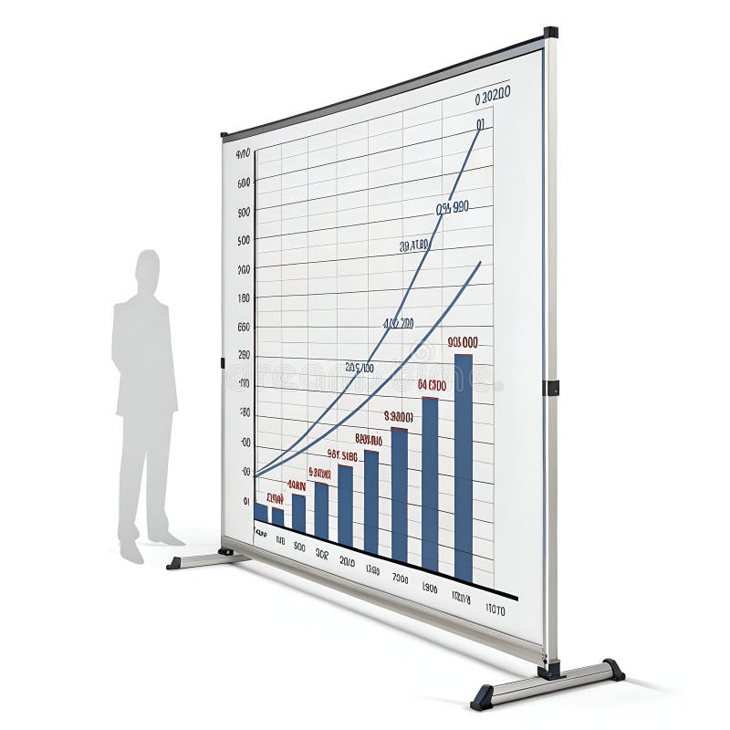 Growth Chart Diagram with Shadow Isolated on White Background Stock ...