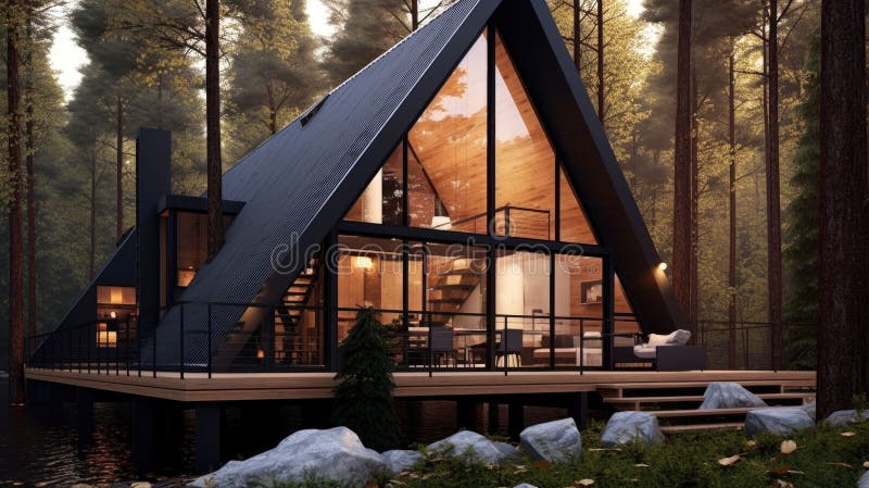 A-frame House, Triangular House Hut, Exterior in Nature, House Stock ...