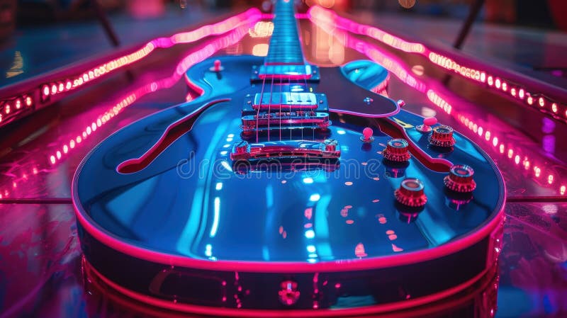 Modern Guitar on Neon Background. Electric Guitar in Neon Lighting ...
