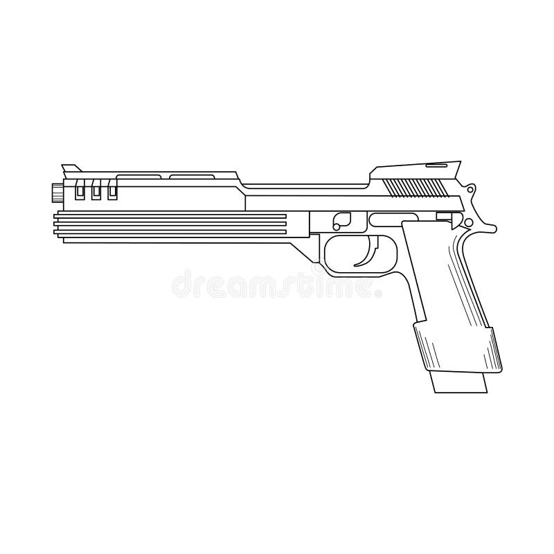 Modern Gun Battle in a Linear Style on a White Background for Use As ...