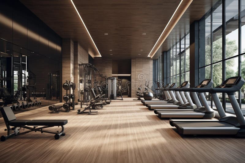 A Modern Gym with Exercise Machines Stock Illustration - Illustration ...