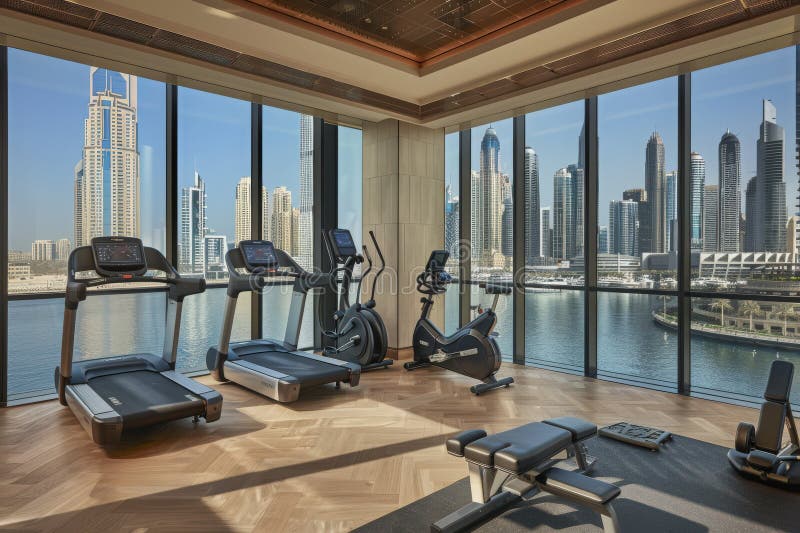 Dubai Skyline Fitness Center a Workout with a View Stock Illustration ...