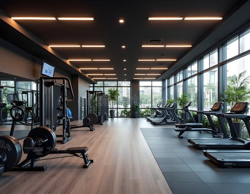 Sports Hall with Complete Equipment Stock Image - Image of lounge ...