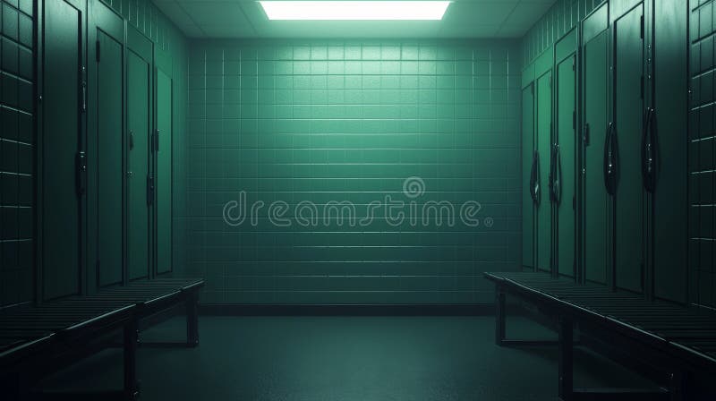 Modern Gym Locker Area with Exposed Design Elements Stock Illustration ...