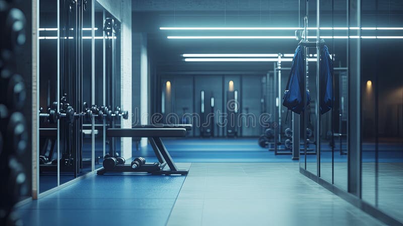 Modern Gym Locker Room with Clean Minimal Gear and Mirror Reflection ...