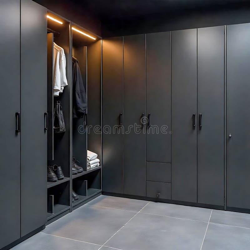 Modern Gym Locker Room with Minimalist Lockers Design Stock ...