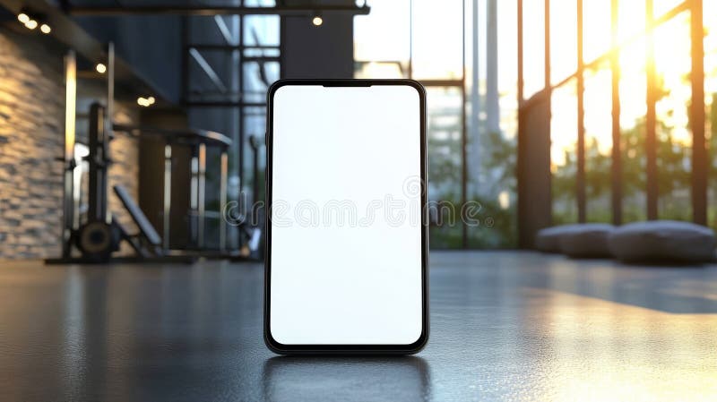A Modern Gym Phone Mockup with a Blank Screen. Stock Photo - Image of ...