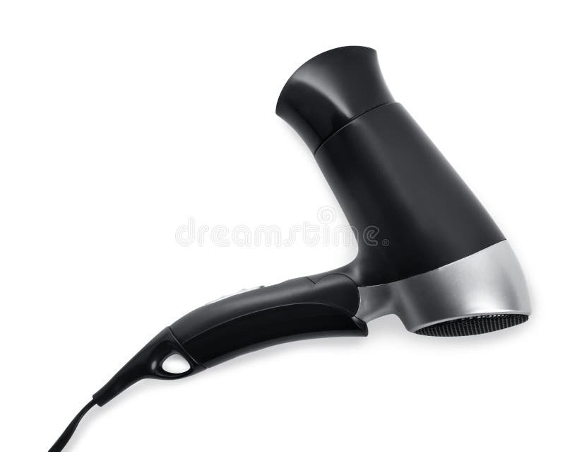 Modern Hair Dryer on White, Top View Stock Photo - Image of device ...