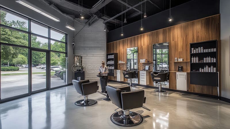 Modern Hair Salon with a Stylist Cutting Hair Pic Stock Photo - Image ...