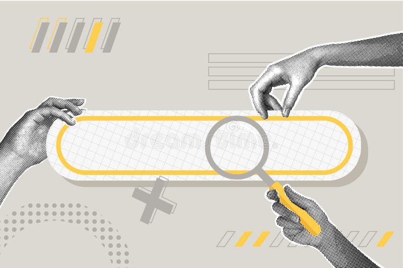 Modern Halftone Collage. the Concept of Finding Information on the ...