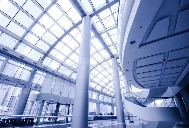 Architecture of Modern Building Stock Image - Image of glass, lobby ...