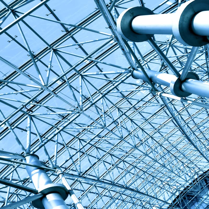 Modern Hall Inside Office Center Stock Image - Image of azure, mirror ...