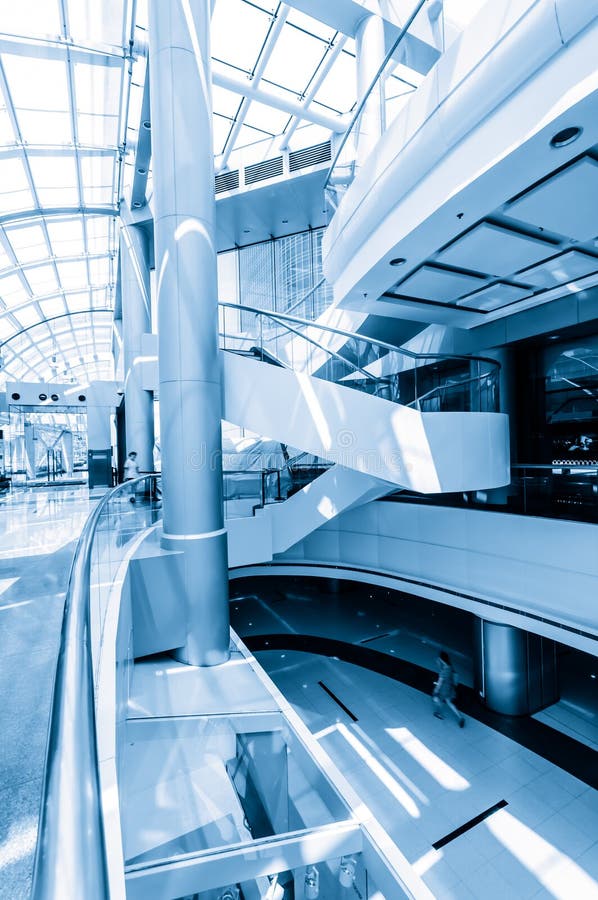 Modern Hall Inside Office Center Stock Image - Image of market, people ...