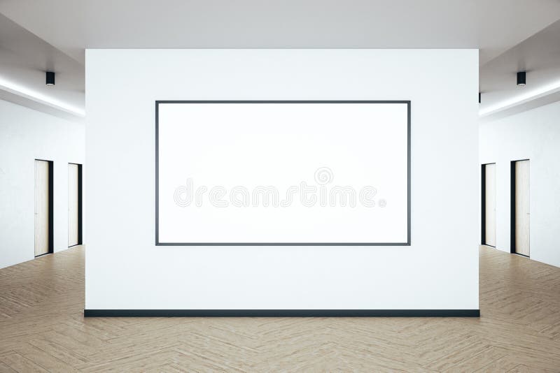 Modern Hall Interior with Blank Banner on Wall Stock Illustration ...
