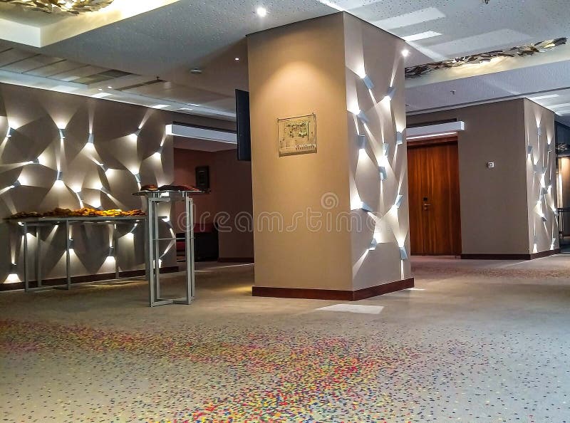 Modern Hallway with 3D Lighting on the Walls Stock Illustration ...